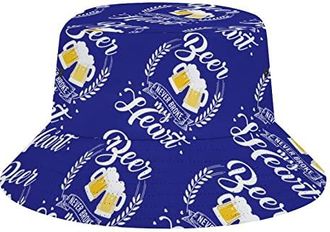 Generic La Bière na Jamais Brisé Mon Coeur-2 Seau Chapeau Respirant Chapeau De Pêcheur Unisexe Bucket Hat pour Plage Excursions Randonnée
