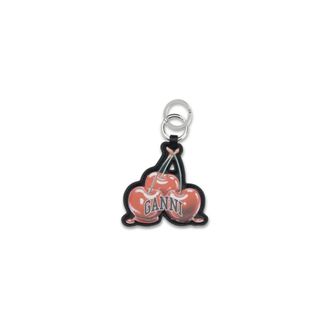 Ganni Leder-Schl&uuml;sselanh&auml;nger mit Ring - - Accessories - Damen - Rot - ONE SIZE