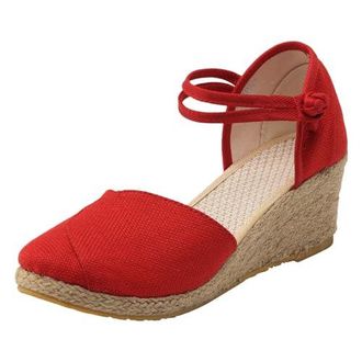 Generic Sandales &agrave; talon compens&eacute; pour femme - Chaussures d&eacute;t&eacute; - Espadrilles compens&eacute;es - Chaussures d&eacute;t&eacute; tendance - Sandales ferm&eacute;es - Escarpins compens&eacute;s - 
