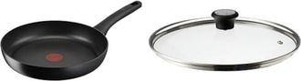 T-fal G28806 Hard Titanium On Bratpfanne 28 cm & Glasdeckel 28 cm, Edelstahlfassung, Spülmaschinenfest, Dampfventil, Thermokunststoffgriff, 28097712