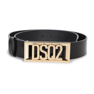 Dsquared2 Schwarzer Lederg&uuml;rtel mit Erhabenem Logo - - Accessories - Herren - Schwarzk - 95 CM
