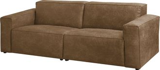 Studio Copenhagen home24 3-Sitzer Sofa Braun/Camel Microfaser Pina 240 x 75 x 96cm Industrial