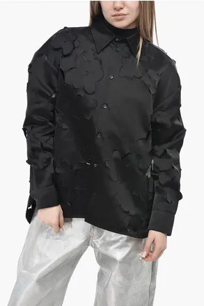 Marni Satin Blouse With All-Over Cut-Out Details size 40