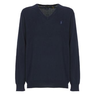Ralph Lauren Homme, Pulls, Bleu, Taille: S Pull en coton Pima &agrave; col en V