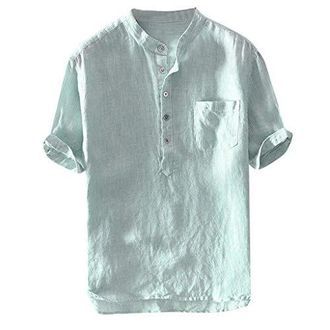 Generic Chemise boutonn&eacute;e &agrave; manches courtes pour homme - Chemise de plage d&eacute;t&eacute; d&eacute;contract&eacute;e pour les vacances et les f&ecirc;tes, Vert, 3XL