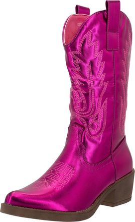 Elara Damen Cowboy Stiefel Biker Boots Chunkyrayan DEN928 Fushia PU 38