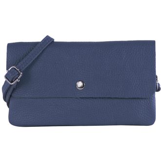 modamoda.de T257 - Echtleder Umh&auml;ngetasche Small made in Italy, Farbe:Saphirblau