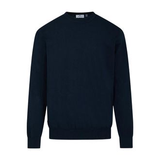 Aquascutum Pullover mit Rundhalsausschnitt aus extrafeiner Merinowolle - - Knitwear - Herren - Blau - XL