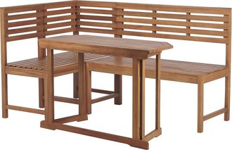 Beliani Garten Modul Eckbank mit Klapptisch 110x47 Akazienholz Hellbraun 4-teilig Treia