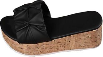 Generic Pantoufles pour femme - Bout ouvert - Chaussures dété - Sandales à plateforme - Sandales de plage - Élégantes et confortables - En cuir synthétique - 