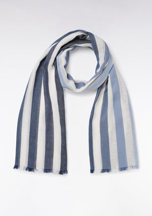 Eden Park &Eacute;charpe Ray&eacute;e En Coton M&eacute;lang&eacute; Bleue