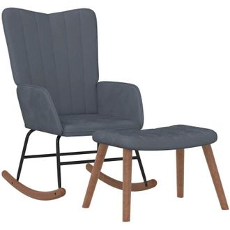 vidaXL Chaise &agrave; bascule avec repose-pied Gris fonc&eacute; Velours