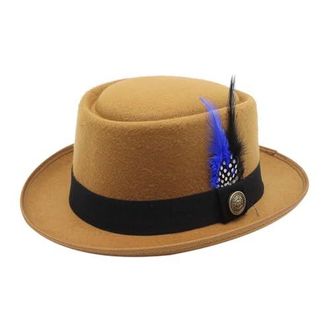 Generic Fedora Chapeau traditionnel Fedora pour homme et femme - Style traditionnel - Avec plume - Unisexe - Pour la f&ecirc;te de la bi&egrave;re - Occasions sp&eacute;ciales, Z