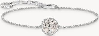 Thomas Sabo Silberfarbenes Armband aus 925er Sterlingsilber mit Tree-of-Love-Anh&auml;nger mit Kalt-Emaille