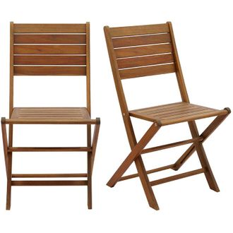 Miliboo Gartenst&uuml;hle klappbar aus massivem Akazienholz 2er-Set CANOPEE