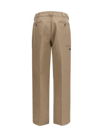 Prada Mens Technical Wide-Leg Pants Canvas Light Brown Cotton; Polyamide Trousers