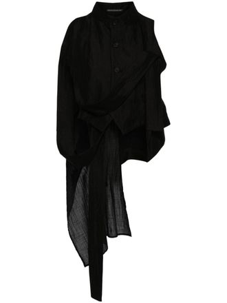 Yohji Yamamoto chemisier crop à design asymétrique - Noir