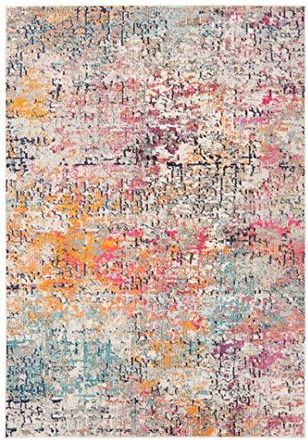 Safavieh Zeitgenössische Teppich für Wohnzimmer, Esszimmer, Schlafzimmer - Madison Collection, Kurzer Flor, Grau und Rosa, 61 X 91 cm