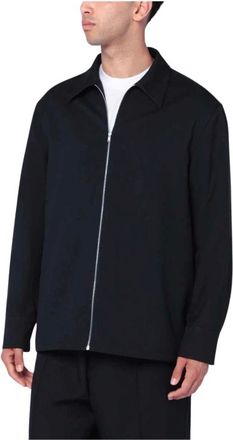 Jil Sander Homme, Vestes, Noir, Taille: XL Manteaux en Polyester avec Doublure en Viscose