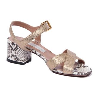 L'autre Chose Bronze Crakle Sandale Schuh Made in Italy - - Shoes - Damen - Mehrfarbig - 35 EU