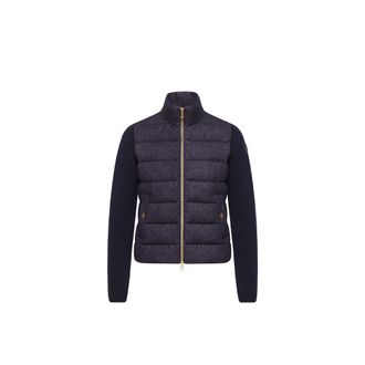 Moncler Moncler Wool & Cashmere Padded Zip-up Cardigan, Women, Blue, Size: Xs