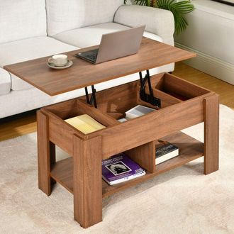 Urban Meuble Urban Meuble - Table basse avec plateau relevable effet bois et marron 110x50cm