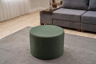 Atelier Del Sofa Stylish Green Pouffe, 58 x 42 x 58 cm | Wooden Frame, 50% Cotton/50% Polyester Fabric | Soft Grey Foam for Comfort | Perfect for Modern Living Spaces