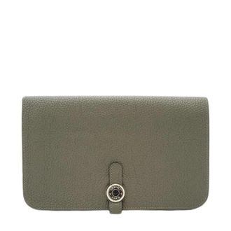 Herm&egrave;s Pre-owned Dogon Duo Sauge Palladium GM Togo Portemonnaie - - Pre-owned - Damen - Grau - ONE SIZE