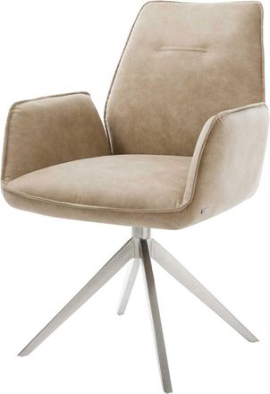 DELIFE Polsterstuhl Zoa-Flex Kreuzgestell breit Edelstahl Mikrofaser Beige Vintage Taschenfederkern