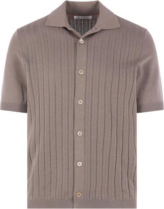 Brunello Cucinelli Homme, Pulls, Brun, Taille: 2XL Knitted Cotton Cardigan