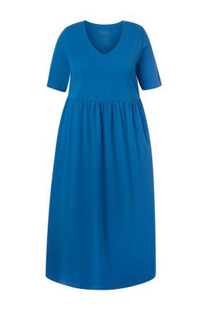 Ulla Popken Maxikleid Maxikleid A-Linie Jersey V-Ausschnitt Halbarm