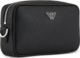 Emporio Armani Logo-Plaque Nylon Clutch - Black