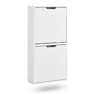 SoBuy Schuhschrank Schmal, schuhkipper Schmal, Schuhregal Geschlossen, 19cm Tiefe f&uuml;r schmale Flure, 2-Wege Montage & Anti-Kipp, nordisches Design mit Staur