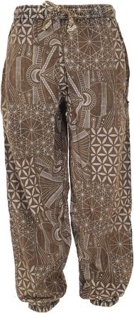 Guru Shop Stonewash Yogahose, Unisex Baumwoll-Goa-Hose mit Allover Print - Braun, Herren, Baumwolle, Size:L