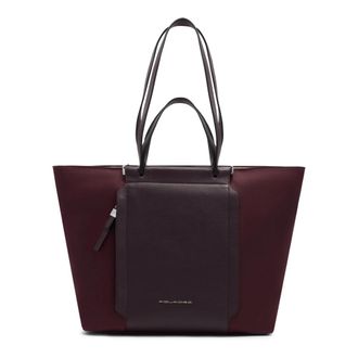 Piquadro Laptoptasche 14 Zoll aus Nylon und Leder - - Bags - Damen - Rot - ONE SIZE