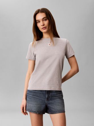 Calvin Klein Jeans T-Shirt CALVIN KLEIN JEANS, Damen, Gr. XXL, heroic grau heather, Web, Obermaterial: 100% Baumwolle, klassisch, Rundhals, eingesetzt abgesteppte Kante,