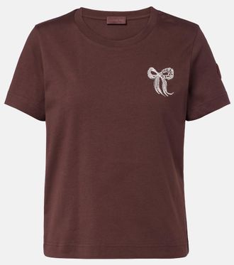 Moncler Besticktes T-Shirt aus Baumwoll-Jersey