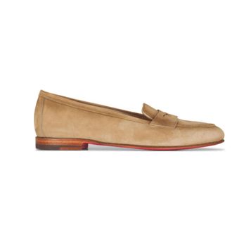 Santoni Beige Suede Penny Slot Loafers - - Shoes - Damen - Beige - 39 1/2 EU