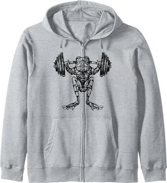 Seembo Frosch Gewichtheben Langhanteln Reptilien Lustig Gym Workout Kapuzenjacke