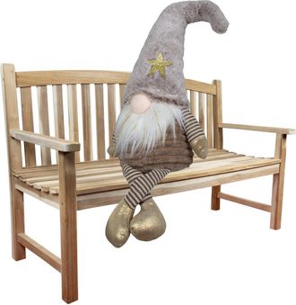 Monopol Christmas Paradise Deko Wichtel 54cm Kantenhocker mit brauner Zipfelmütze und Goldakzenten