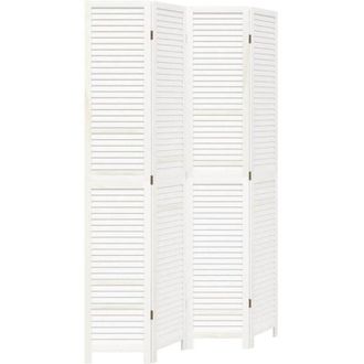 vidaXL Cloison de s&eacute;paration 4 panneaux blanc bois de paulownia massif vidaXL