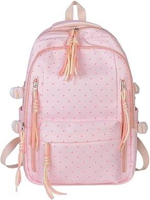 Generic Sac &agrave; dos tendance en nylon &agrave; pois pour &eacute;tudiant, coll&egrave;ge, &eacute;tudiants, sac &agrave; livres pour femmes, filles, universit&eacute; et ext&eacute;rieur, rose