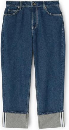 Motivi Femme, Jeans, Bleu, Taille: 46 FR Jean Cropped avec Revers