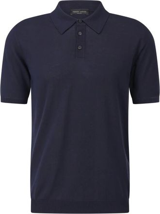 Roberto Collina Homme, Tops, Bleu, Taille: XL Polo en Coton Style Classique