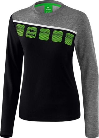 Erima Damen 5-C Longsleeve, schwarz/grau melange/wei&szlig;, 38
