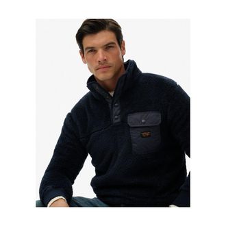 Superdry Pull Henley en polaire &agrave; poil long