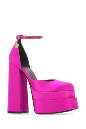 Versace Womens Fuchsia Satin Medusa Aevitas Pumps 1pa4v Scarpe Con Tacco High Heel Shoes