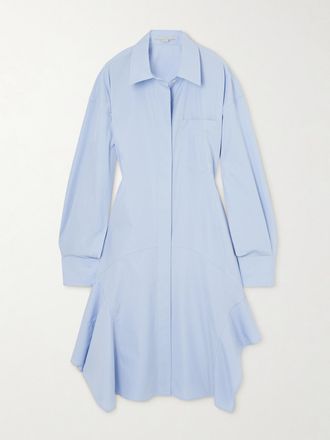 Stella McCartney + Net Sustain Asymmetrisches Hemdblusenkleid Aus Biobaumwollpopeline - Blau