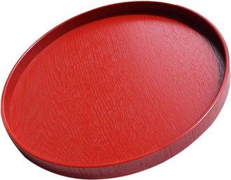 joyMerit Holzschale Rund Dekoschale Dekoteller Rund Dekoplatte Obstteller f&uuml;r Essen, Obst, Kaffee, Tee - rot, 30cm