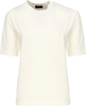 Moncler Femme, Tops, Blanc, Taille: 38 FR T-Shirt en Coton avec Patch Logo en Silicone
